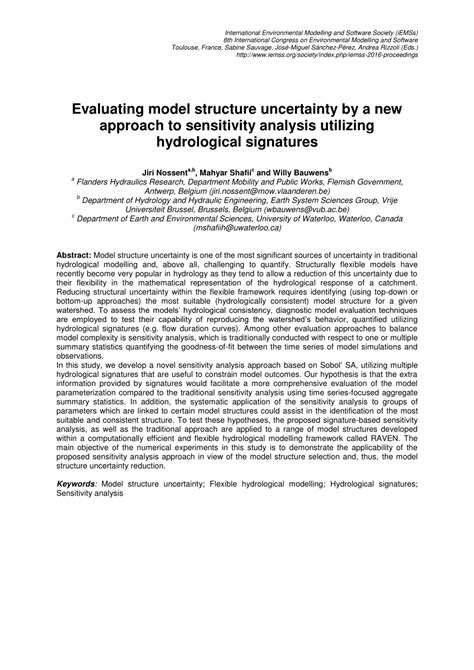 PDF Evaluating Model Structure Uncertainty By A New Approach To Sensitivity Analysis Utilizing