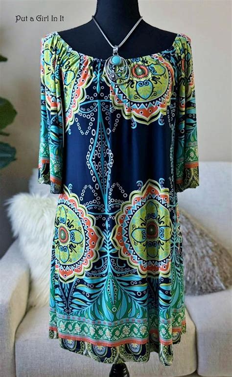 New Womens Bohemian Navy Blue Medallion Hippie On Or Off The Shoulders
