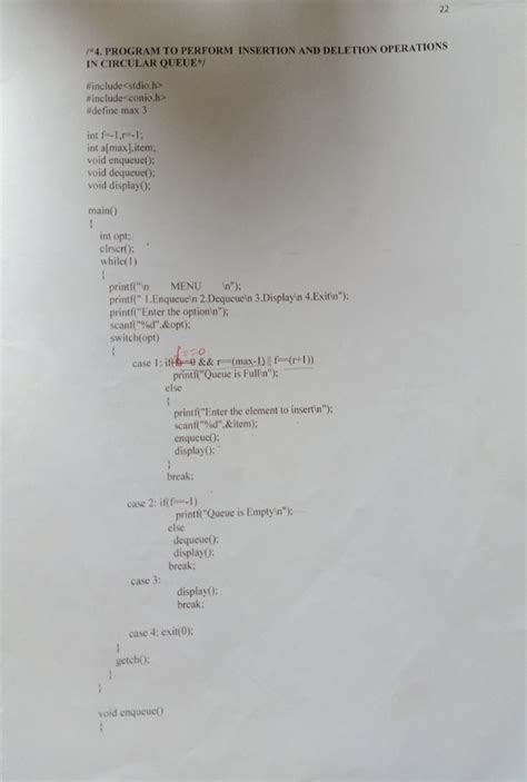 Circular Queue Program 22 4 Program To Perform Insertion And
