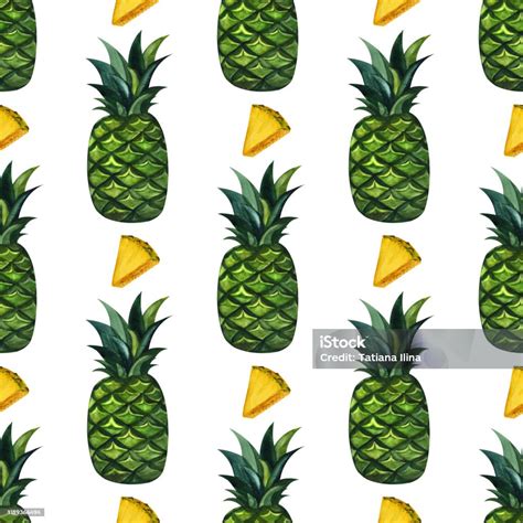 파인애플 손으로 장식 배경을 그리는 수채화 원활한 꽃 패턴 민족 원활한 패턴 장식 섬유 천 벽지 스크랩북 인쇄 과일에 대한 스톡 벡터 아트 및 기타 이미지 Istock