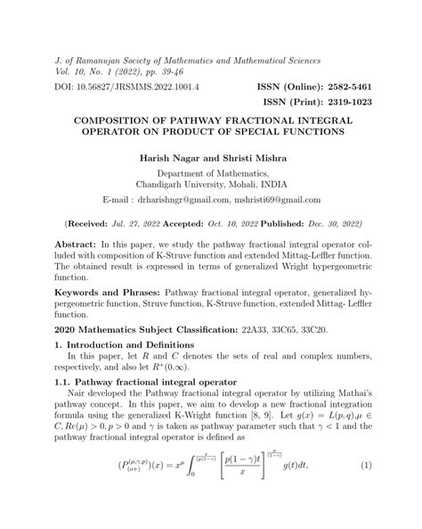 Pdf Composition Of Pathway Fractional Integral Operator On Product Of Special Functions
