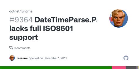 Datetimeparseparse Lacks Full Iso8601 Support · Issue 9364 · Dotnet