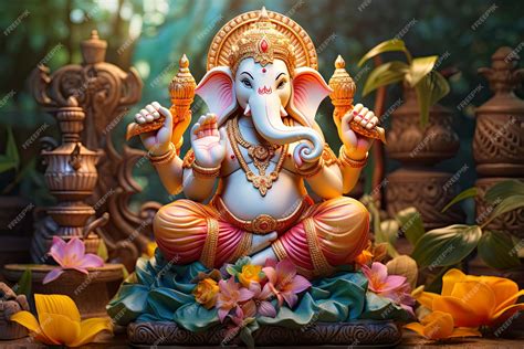 Premium Photo One Of 3d Printed Ganesha Statues In Traditional Colors