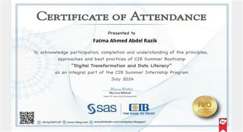 Fatma Ahmed On Linkedin Achievementunlocked Cibcertificatewithsas