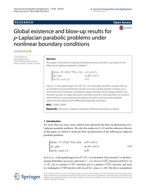 Pdf Global Existence And Blow Up Results For P Laplacian Parabolic Problems Under Nonlinear