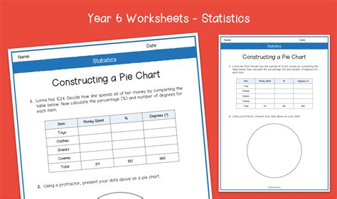 Year 6 Pie Chart Worksheets Practice Graphs Worksheet
