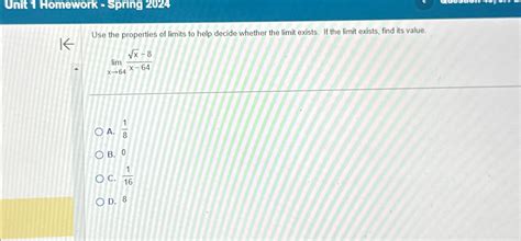 Solved Unit 1 ﻿homework ﻿spring 2024use The Properties Of