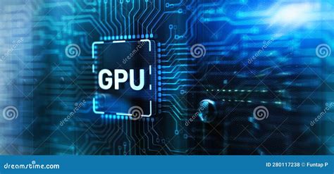 GPU Graphic Processor Hardware Tech D Electronic Circuit Board Chip Stock Illustration