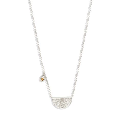 Lotus Birthstone Necklace November Citrine Silvershop