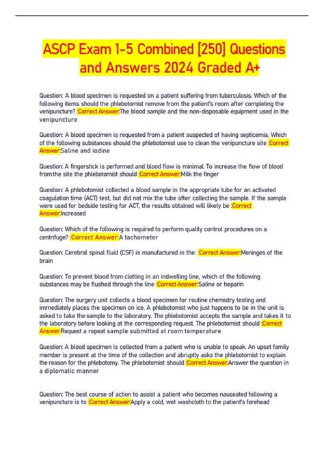 Ascp Exam 1 5 Combined [250] Questions And Answers 2024 Graded A Ascp Stuvia Us