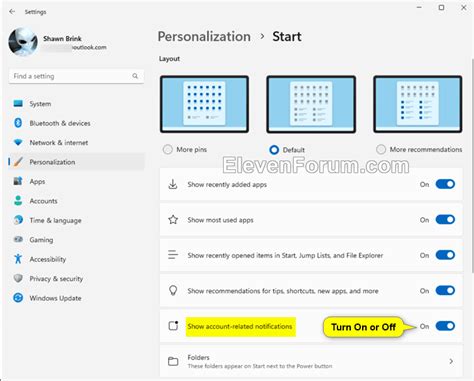 enable or disable notification badging for microsoft accounts on start