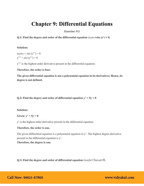 Class 12th Math Differential Equations Ncert Solution Cbse 2023