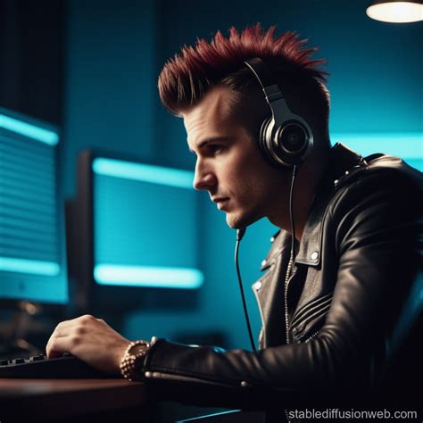 Guy Coding In Retro Punk Style Stable Diffusion Online