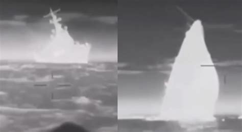 Russian ‘tarantula Missile Corvette First Moving Ship At Sea Sunk By Ukraines Kamikaze Drone Boats