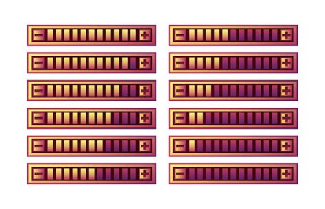 Premium Vector Set Of Funny Purple Game Ui Progress Bar Panel With Increase And Decrease Button