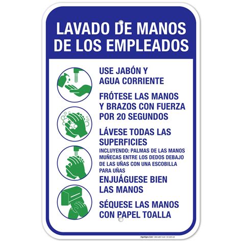 Hand Washing Sign Spanish Hand Washing Instruction Sign