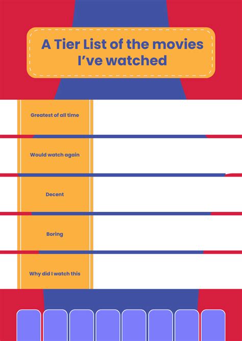 Free Movie Tier List Template To Edit Online