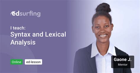 Learn Syntax And Lexical Analysis With Gaone J Edsurfing
