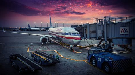 Download Wallpaper Usa The Plane Dawn American Airlines Chicago