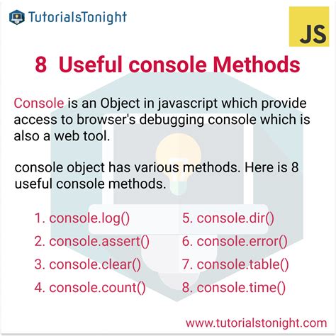 8 Useful Javascript Console Methods 🔥 Rtutorialstonight