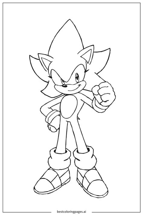 Super Sonic Debout Avec Une Aura Jaune éclatante Coloriages Gratuit