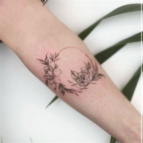 Fine Line Floral Laurel Wreath Half Wreath Tattoo Wreath Tattoo