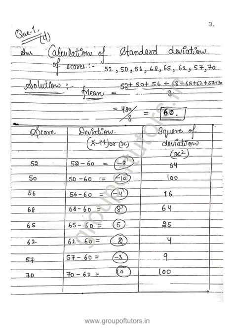 Calculate Standard Deviation Bed Notes Group Of Tutors