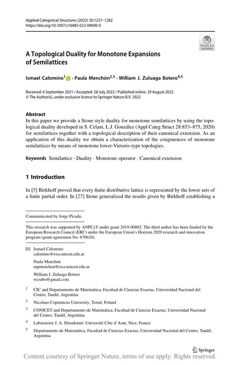 A Topological Duality For Monotone Expansions Of Semilattices Request Pdf