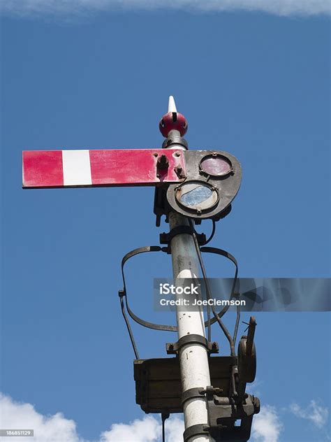 Gwr Jenis Semaphore Sinyal Kereta Api Pada Bahaya Close Up Foto Stok