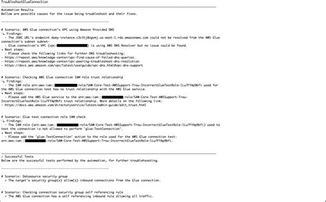 Awssupport Troubleshootglueconnection Aws Systems Manager Automation