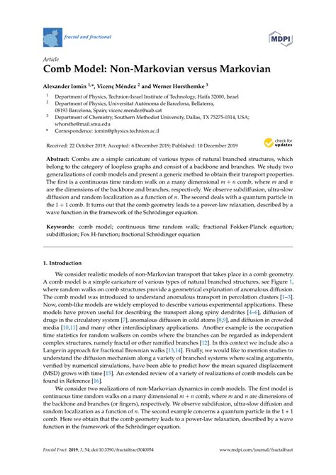 pdf comb model non markovian versus markovian