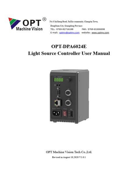 opt dpa6024e light source controller user manual v1 0 3 pdf