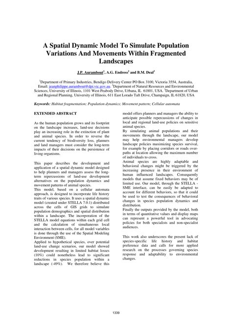 pdf a spatial dynamic model to simulate population variations and