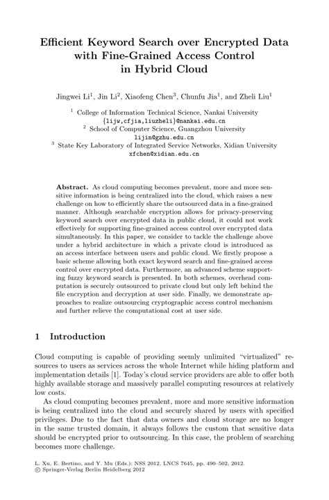 Pdf Efficient Keyword Search Over Encrypted Data With Fine Grained