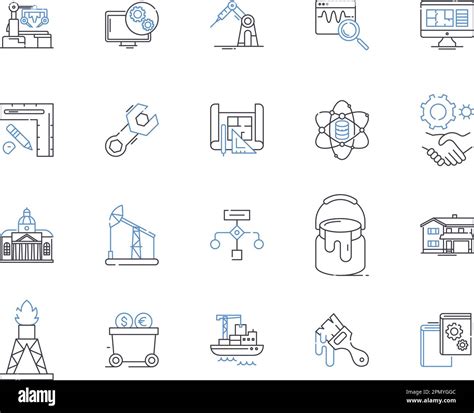 Builder Production Outline Icons Collection Constructor Fabricator