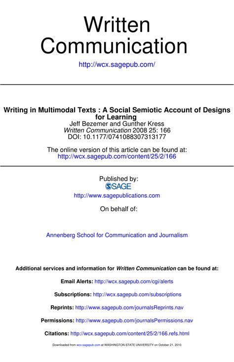 Pdf Writing In Multimodal Texts A Social Semiotic Account Of Designs For Learning