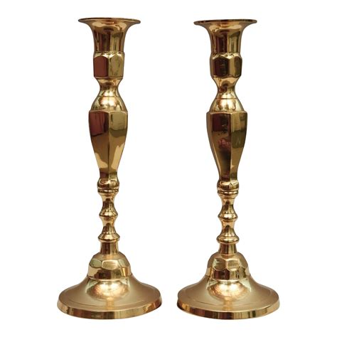 Traditional Brass Candlestick Holders A Pair Chairish