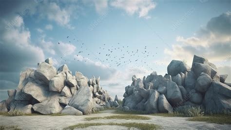 Rocks And Birds On Field Powerpoint Background For Free Download Slidesdocs