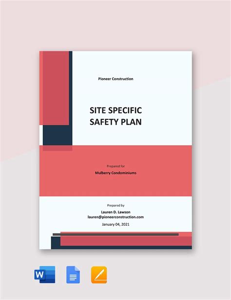 Free Site Specific Safety Plan Template Word Doc