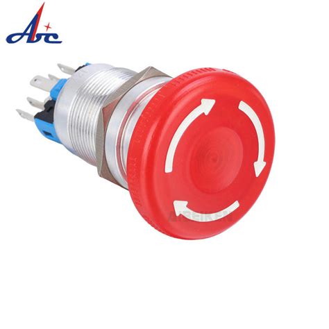 Electrical Plastic Waterproof 3 Pin Mushroom 22mm On Off Latching Or Momentary Emergency Stop