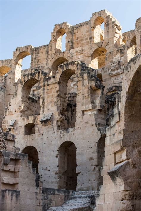 El Jem Coliseum Ruins In Tunisia Fighting Gladiator Stock Image