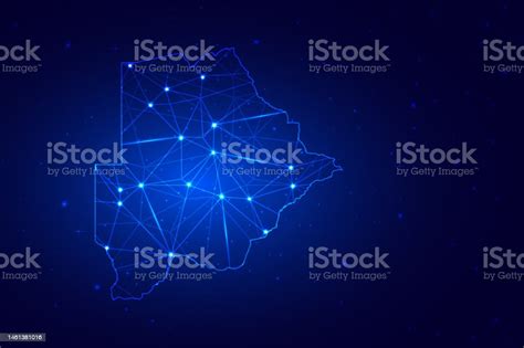Abstract Map Of Botswana From Polygonal Blue Lines And Glowing Stock Illustration Download