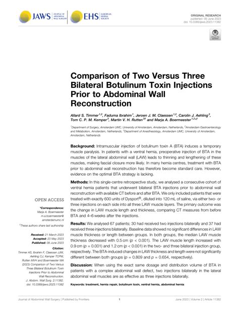 Pdf Comparison Of Two Versus Three Bilateral Botulinum Toxin