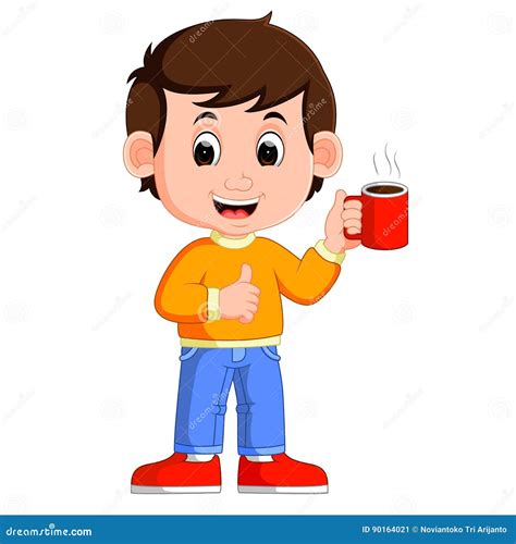 Young Man Drinking Coffee Stock Vector Illustration Of Pleasure 90164021