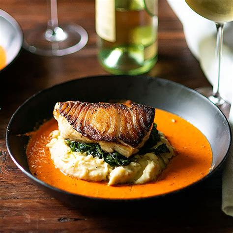Chilean Sea Bass Recipe With Mashed Potatoes And Roasted Red Pepper Sauce Sunday Seafood