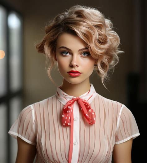 Premium Photo Woman Wearing Red Bow Around Neck