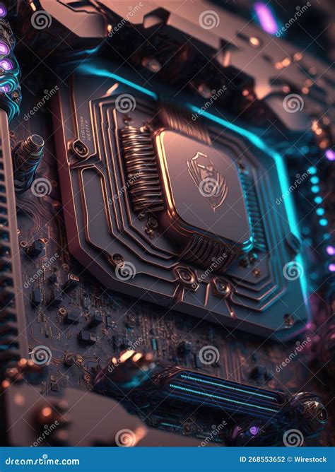 ai generated vertical illustration of a cpu motherboard central