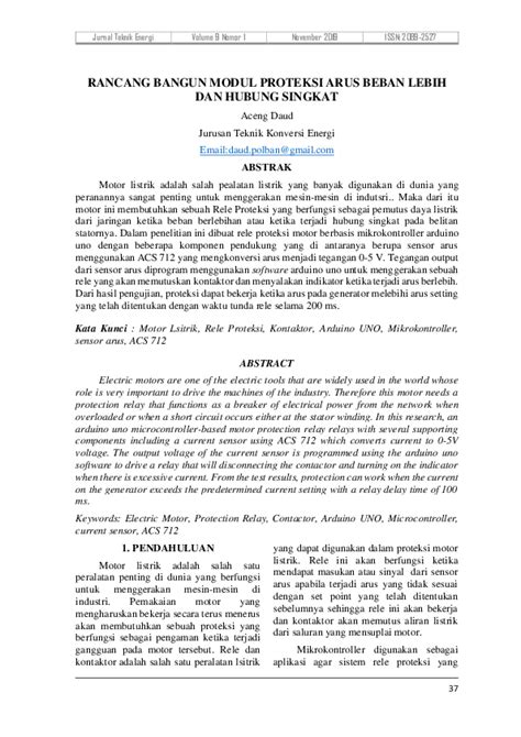 Pdf Rancang Bangun Modul Proteksi Arus Beban Lebih Dan Hubung Singkat
