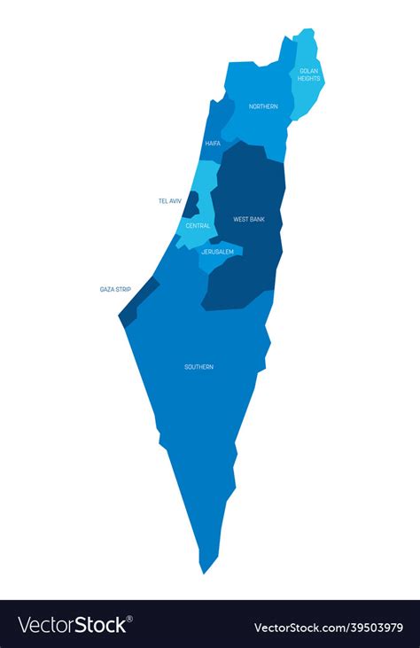 Israel Administrative Map Of Districts Vector Image
