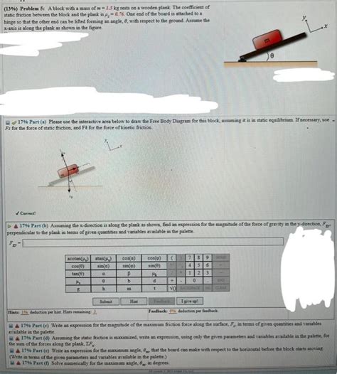 solved 13 problem 5 a block with a mass of m−1 5 kg